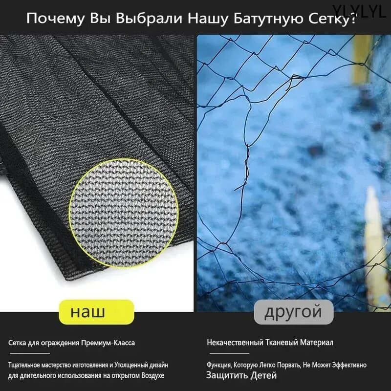 Сетка для батута 305 см Замена защитной сетки батута, полиэтилен, черная — фото 1