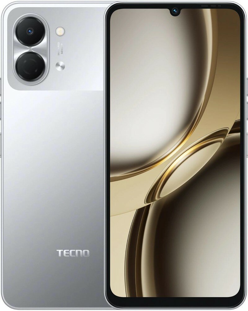 6.75" Смартфон TECNO Spark Go 3 4/128Gb, NFC, IPS, 90Гц, 5000мAч, серый