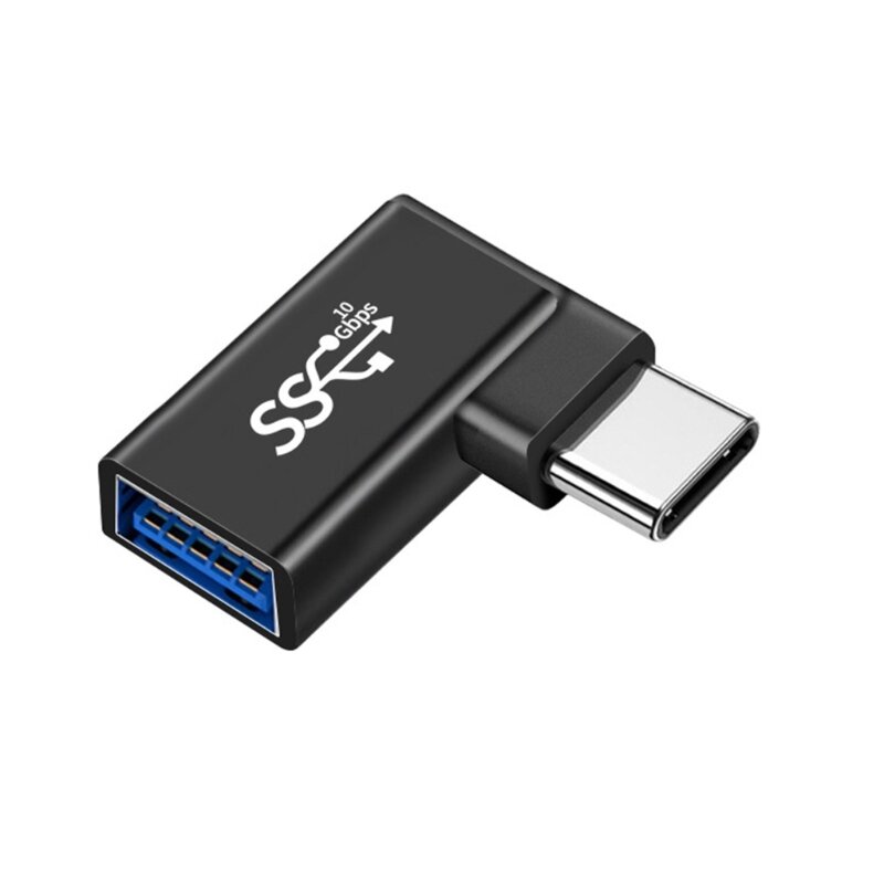 Адаптер USB C К USB с Разъемом под Углом 90 градусов Быстрая Зарядка подключается и Воспроизводится USB-Конвертер Для Зарядки Алюминий ПВХ для путешествий