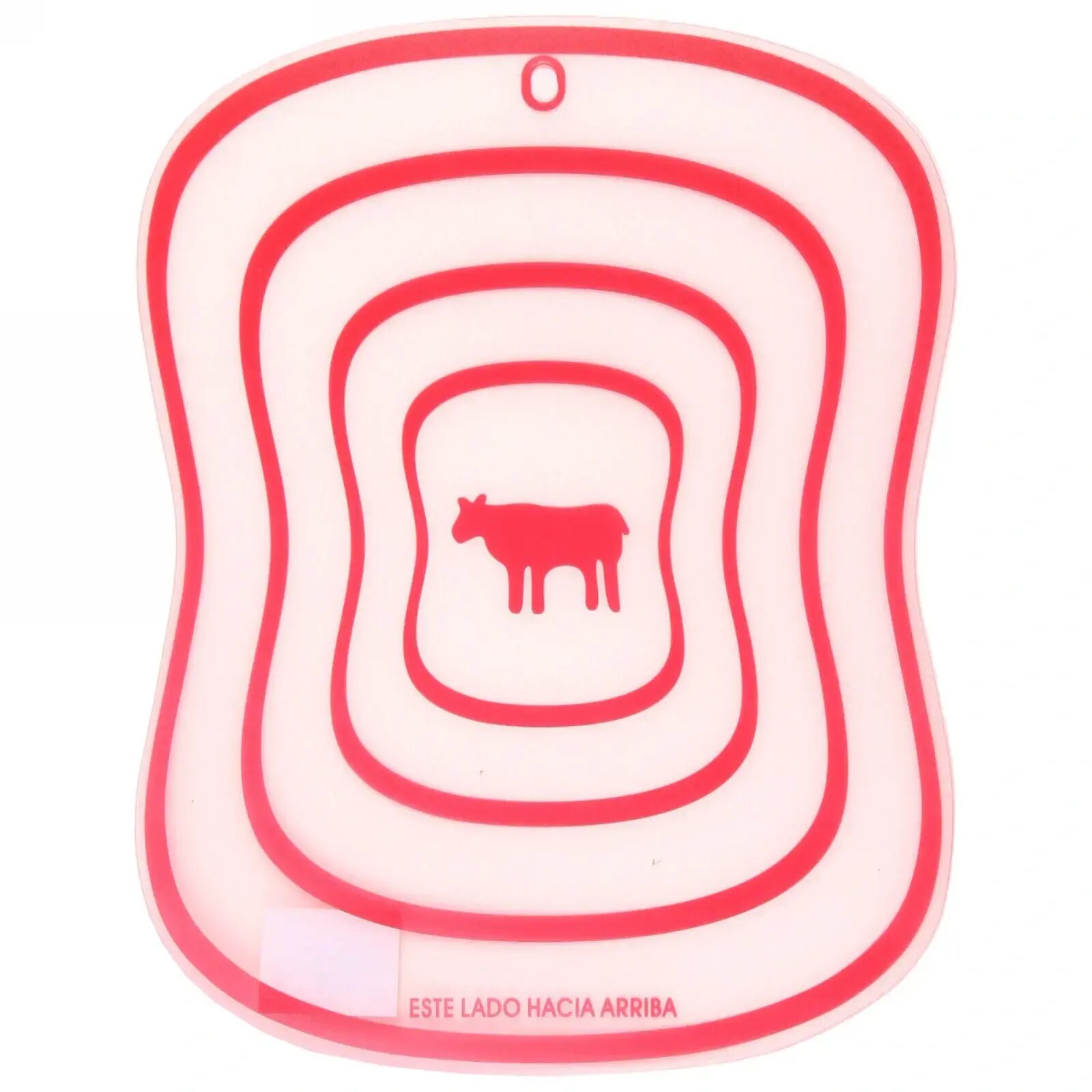 Доска разделочная гибкая пластиковая, белая с красным, 30*23см, форма волна, отверстие для подвешивания, «Мясо»