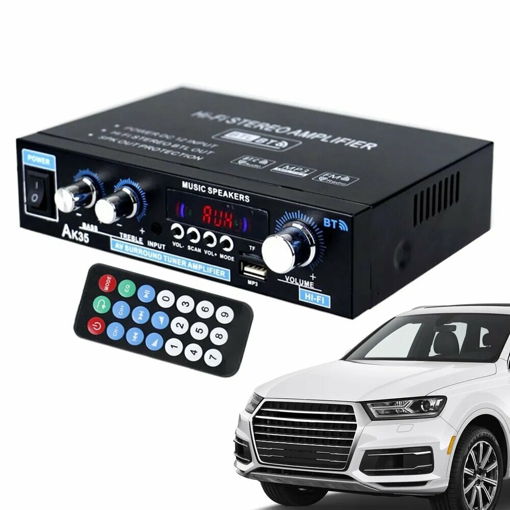 Аудио усилитель звука для колонок, ak35 2.0 двухканальный с Bluetooth