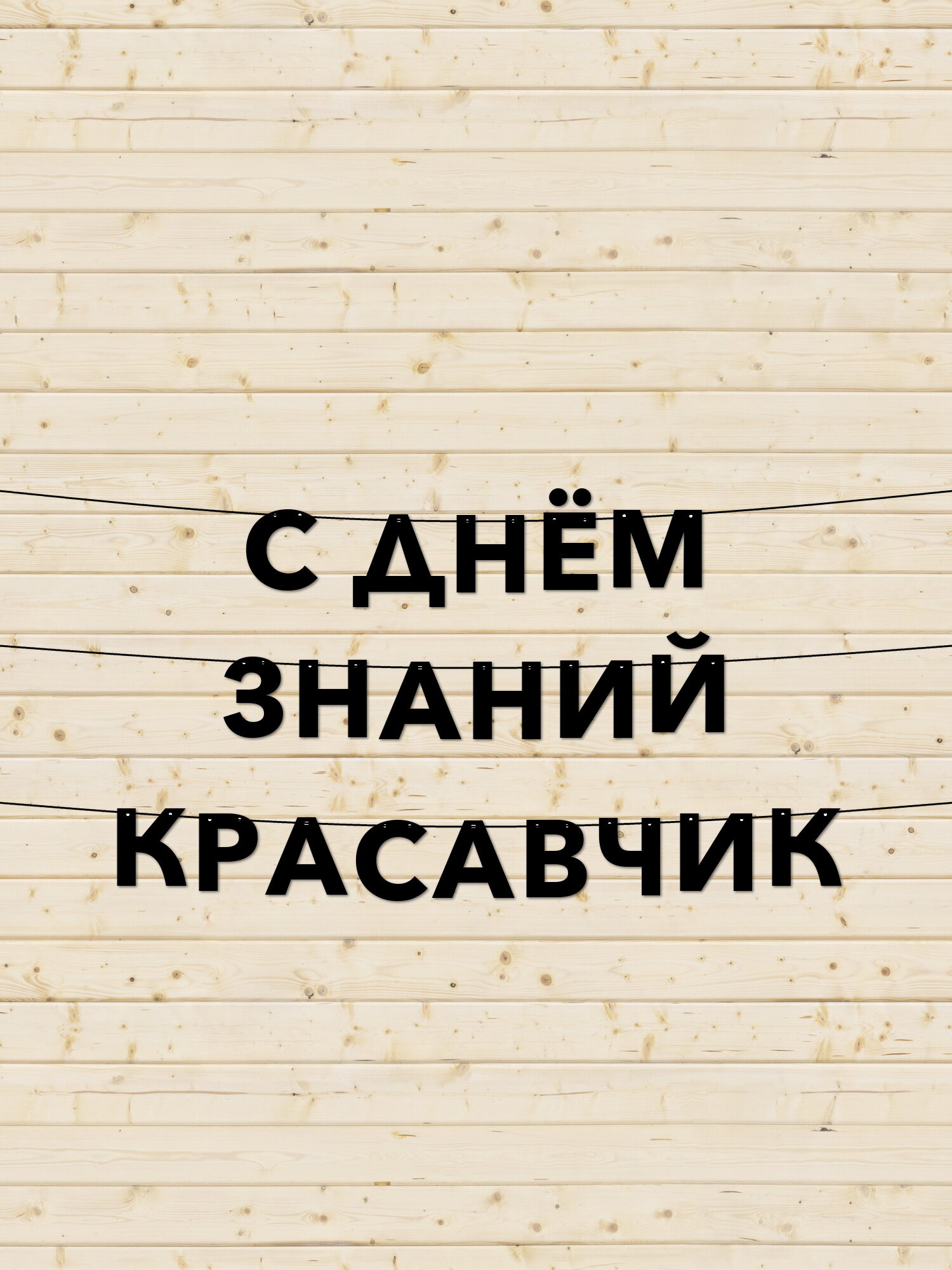 Легкая многоразовая гирлянда с надписью С днём знаний красавчик - для школьного праздника, высота букв 10 см, толщина букв 1 мм, долговечный материал.