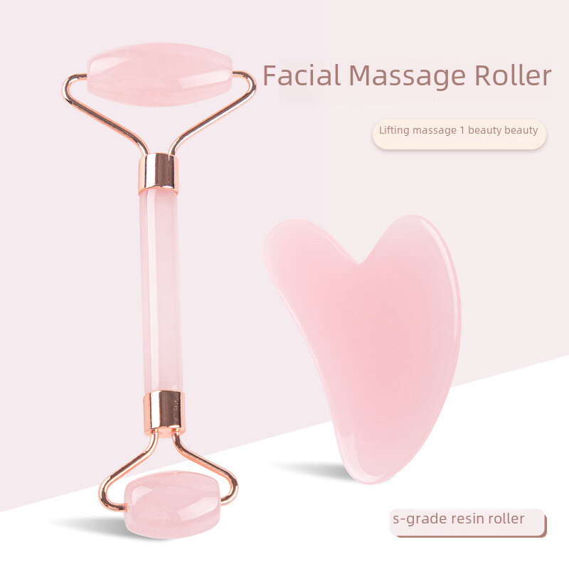 Массажная палочка для лица Crystal Jade Roller Beauty Massager, с шариками, белая, в форме сердца