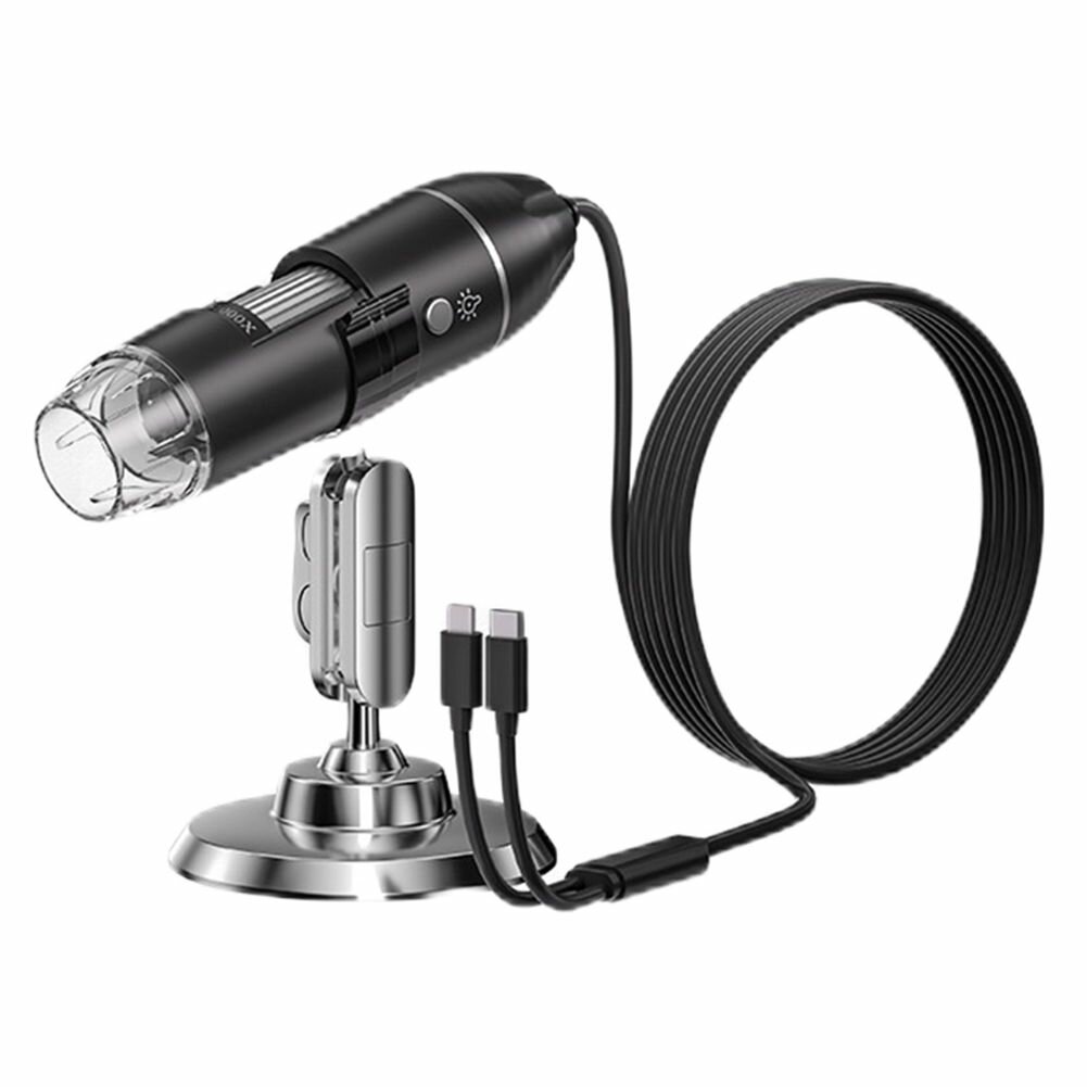 Цифровой микроскоп для смартфонов с увеличением 1600 , LED-подсветкой и универсальным креплением
