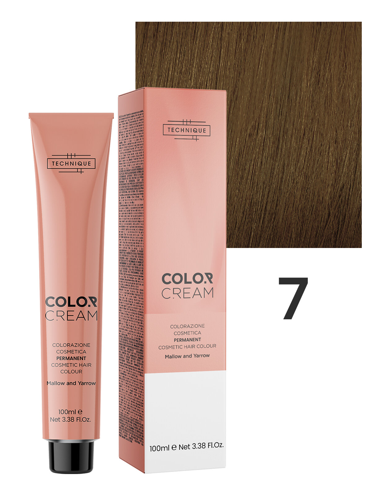 Крем - краска для волос профессиональная Technique Color Cream Permanent Cosmetic Hair Colour 7 Русый, 100 мл