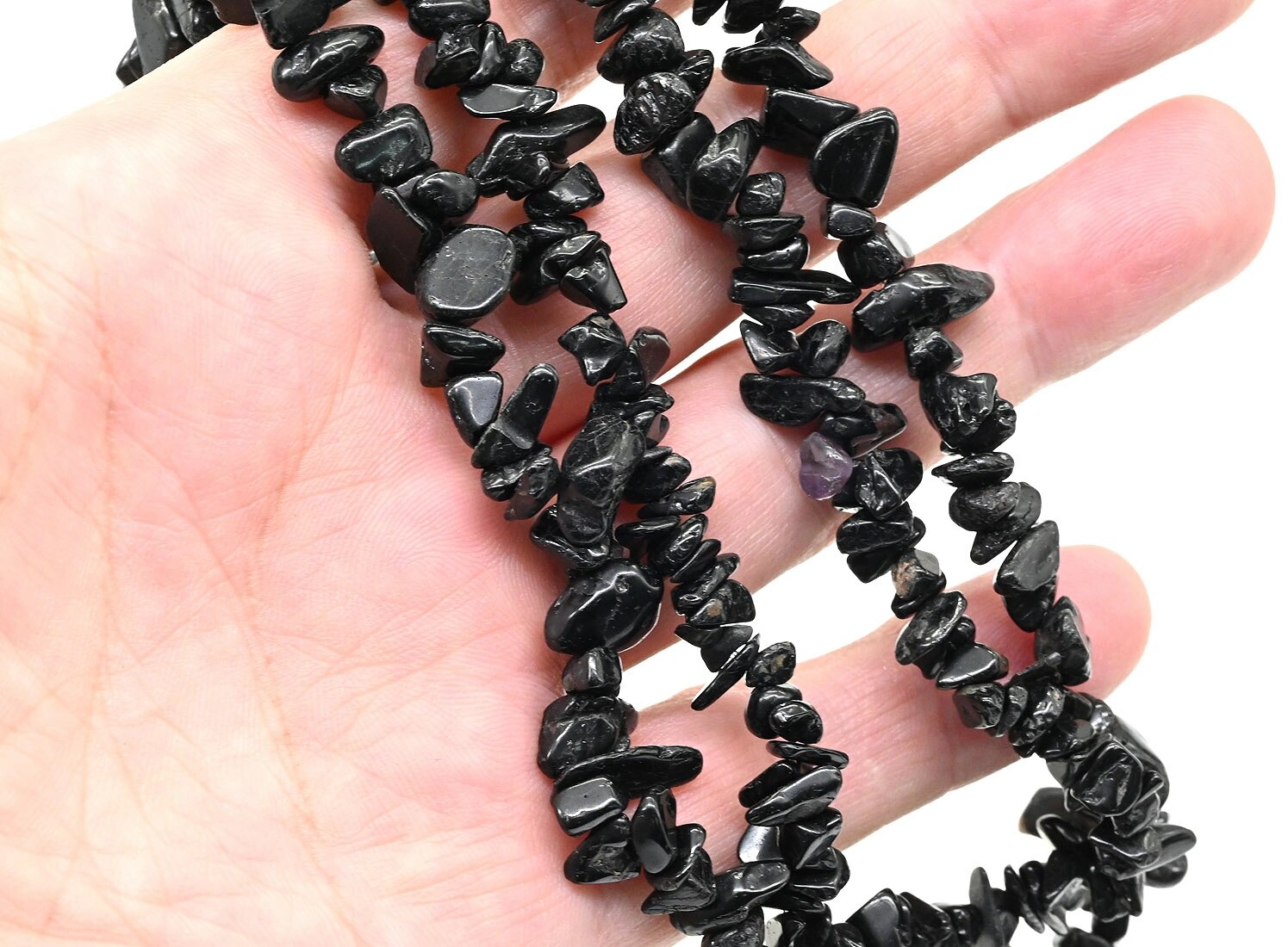 Бусы крошка 80см из турмалина шерл .