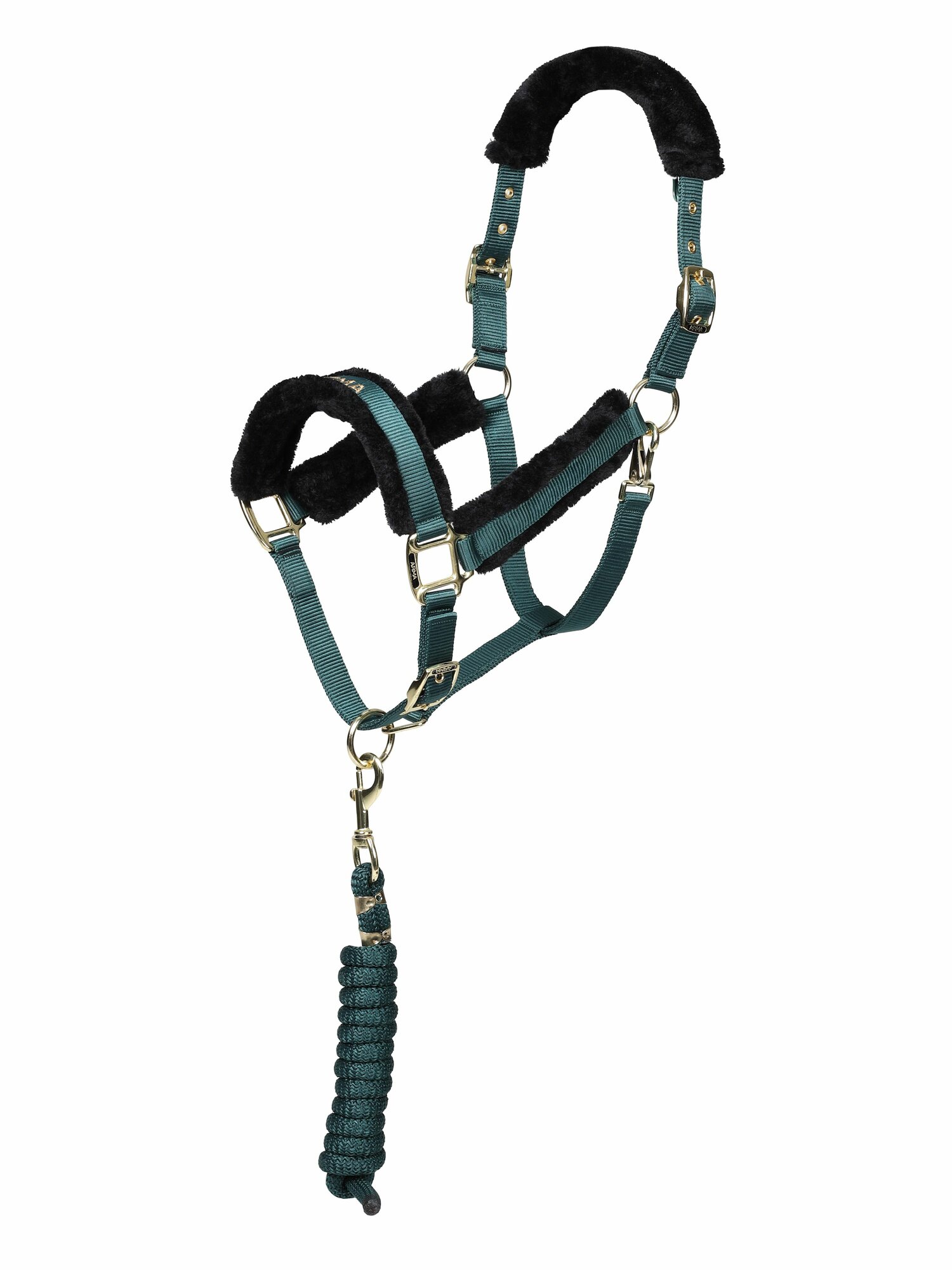 Недоуздок для лошади нейлоновый с чомбуром ARMA "Devon", COB, зеленый (Великобритания)