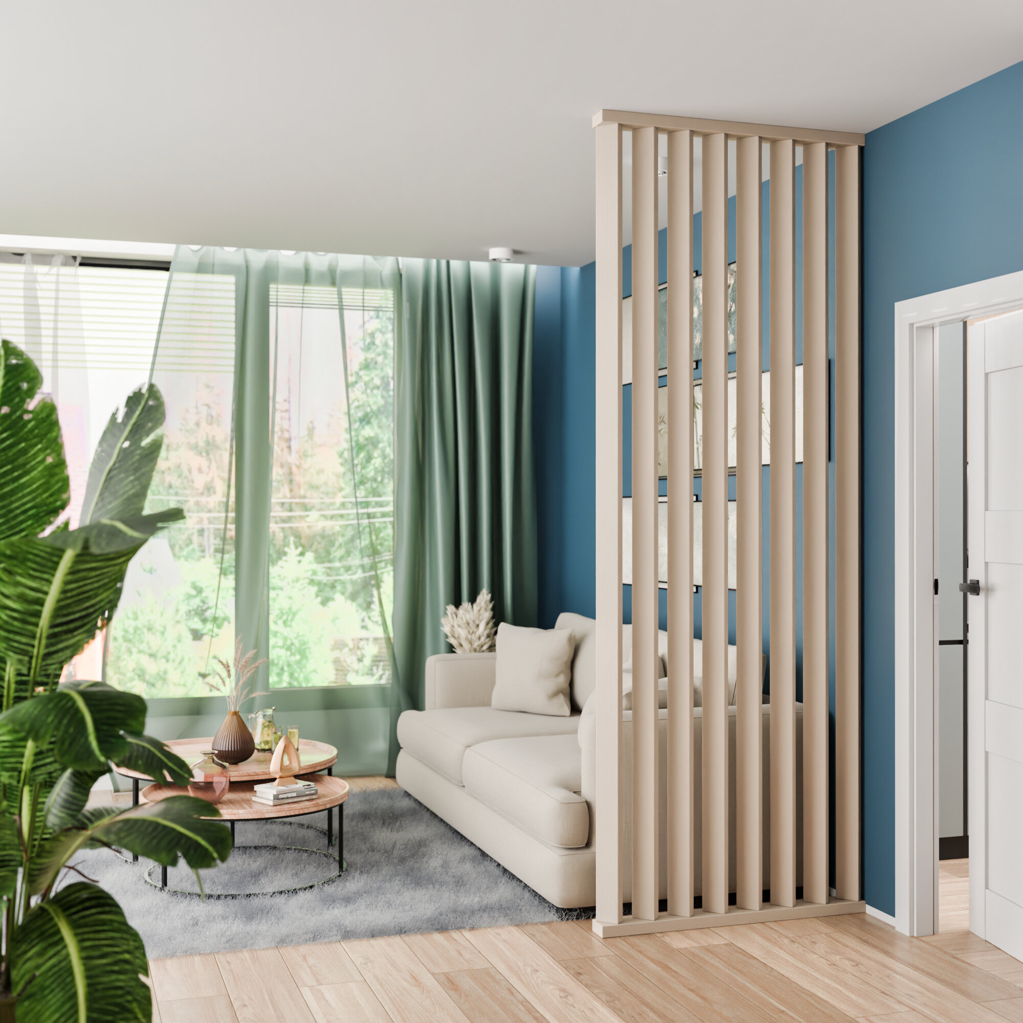 Перегородка реечная для зонирования пространства, 1236 мм, Кашемир