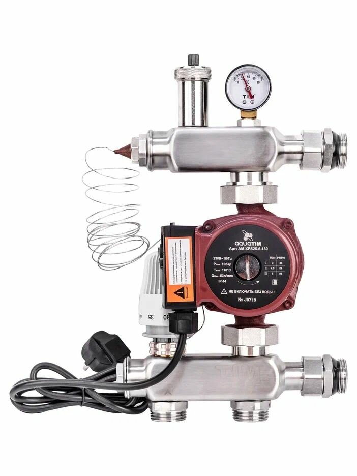 Насосно-смесительный узел 22-90 гр нерж. для теплого пола (без насоса), TIM, JH-1040S