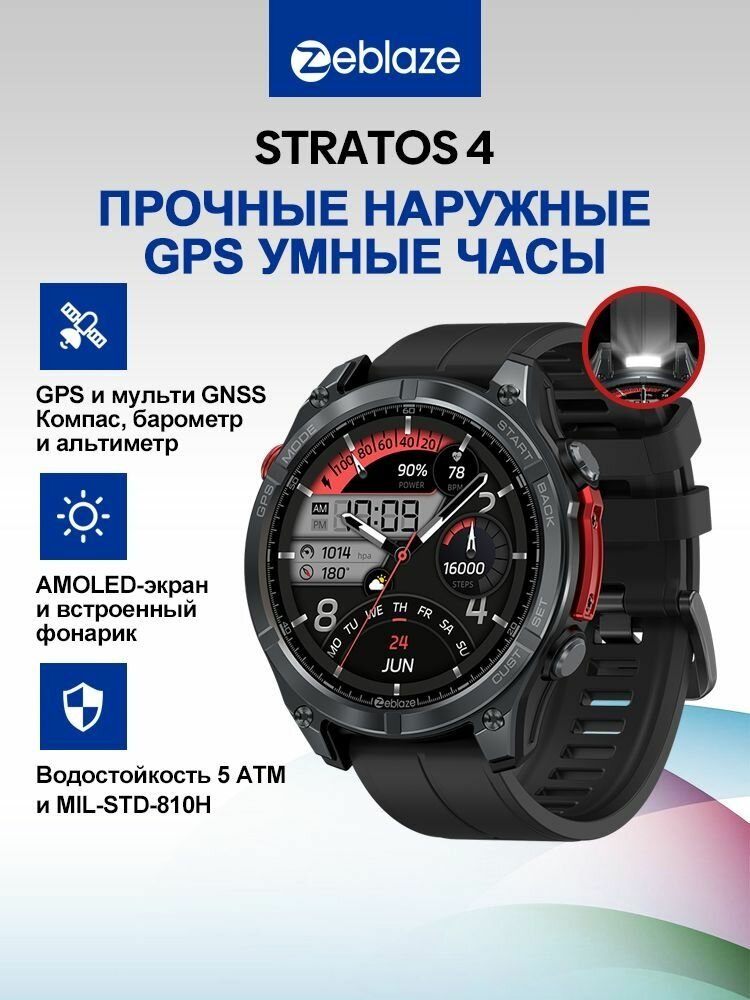 Умные часы Zeblaze Stratos 4 Black