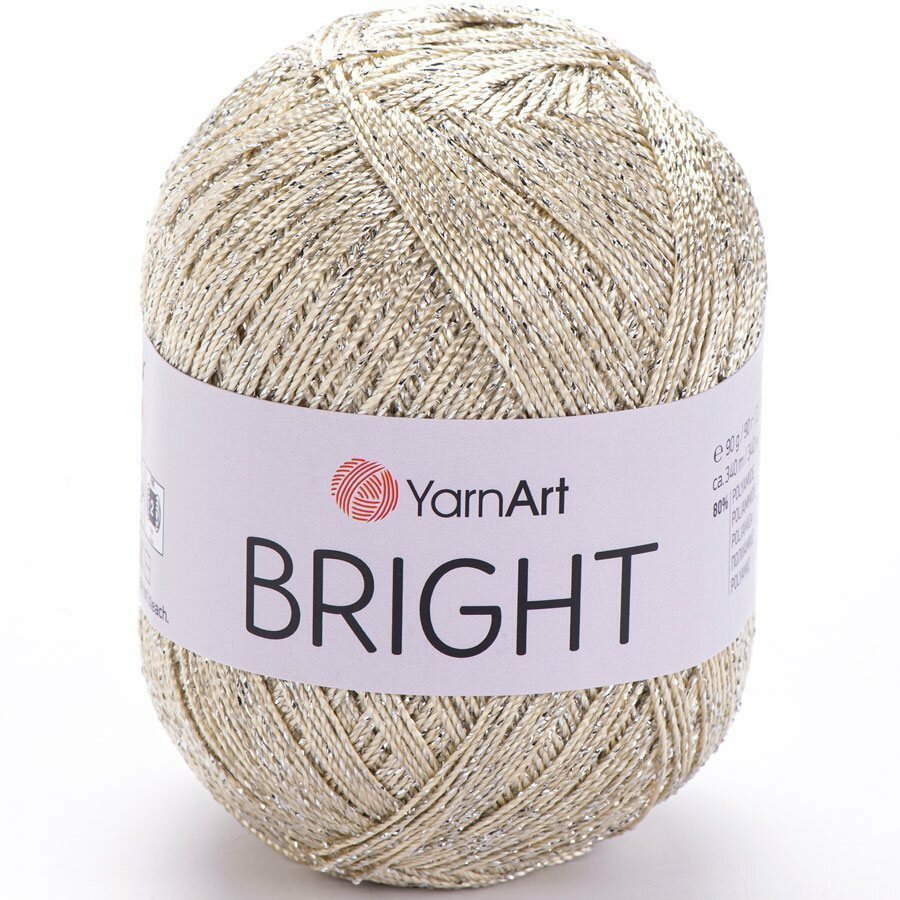 Пряжа Yarnart BRIGHT 121 св. бежевый с серебром (6 мотков)