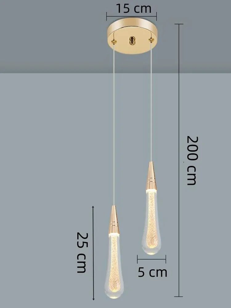 Хрустальная люстра LED, Золотой цвет, К9 Кристалл, 3 режима свечения, 10W, освещение 5-10 м2, 180 см длина провода. — фото 1