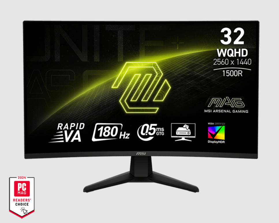 Монитор MSI 31,5" MAG 32CQ6F 1500R, Black, 16:9, QHD, VA, 0,5ms, 400cd, 180Hz, HDMI, DP