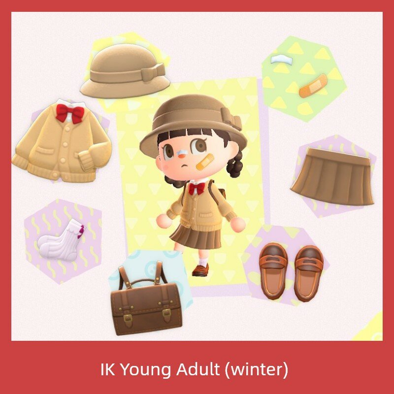 Animal Crossing Зимняя Японская Школьная Форма Девушки Скачаемый Шаблон для Рукоделия DIY