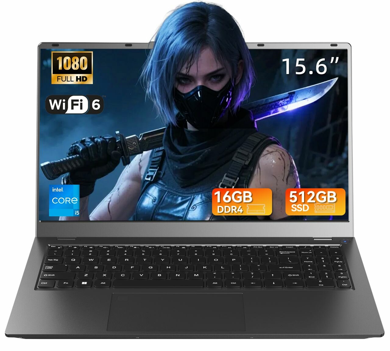 BRENUC мощный, для работы и учебы Ноутбук 15.6" Intel Core i5-1240P, 16ГБ RAM 512ГБ SSD, Intel Iris Xe, Windows 11 Pro, Серый