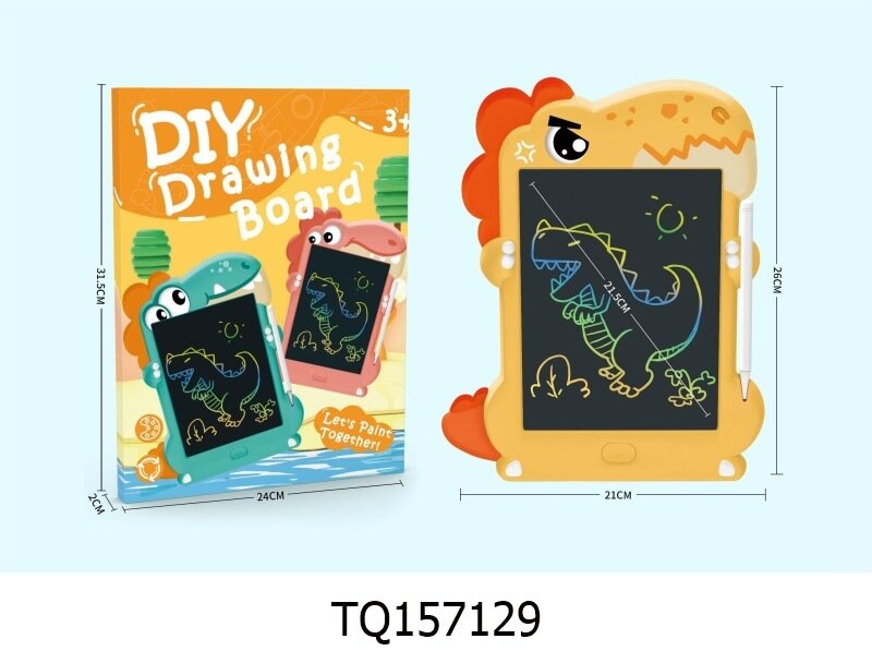 Детская электронная доска для рисования с изображением мультяшного динозавра, ЖК-дисплей, функция стирания одним нажатием, цветная доска для граффити, игрушка.