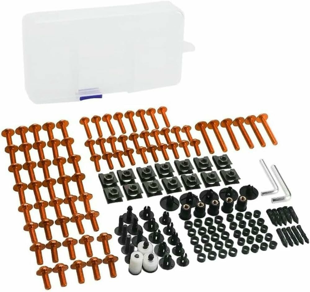 Полный комплект болтов для обтекателя мотоцикла, комплект болтов, винты, шайбы, крепежные зажимы, стальные гайки, 177 шт