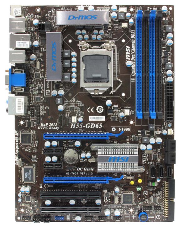 Материнская плата MSI H55-GD65, для Core i7, i5, i3, LGA 1156, DDR3