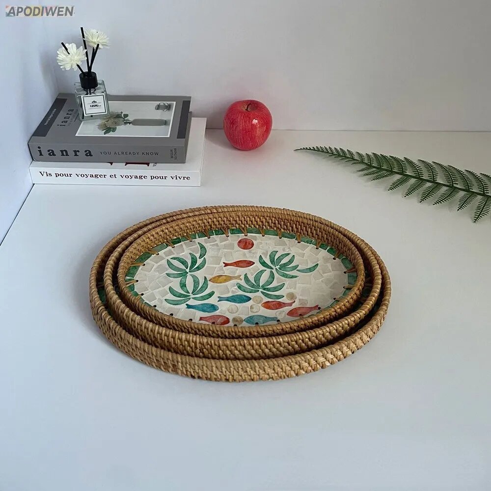 Поднос овальный 33 см x 23 см из бамбука, 3 шт. для сервировки стола