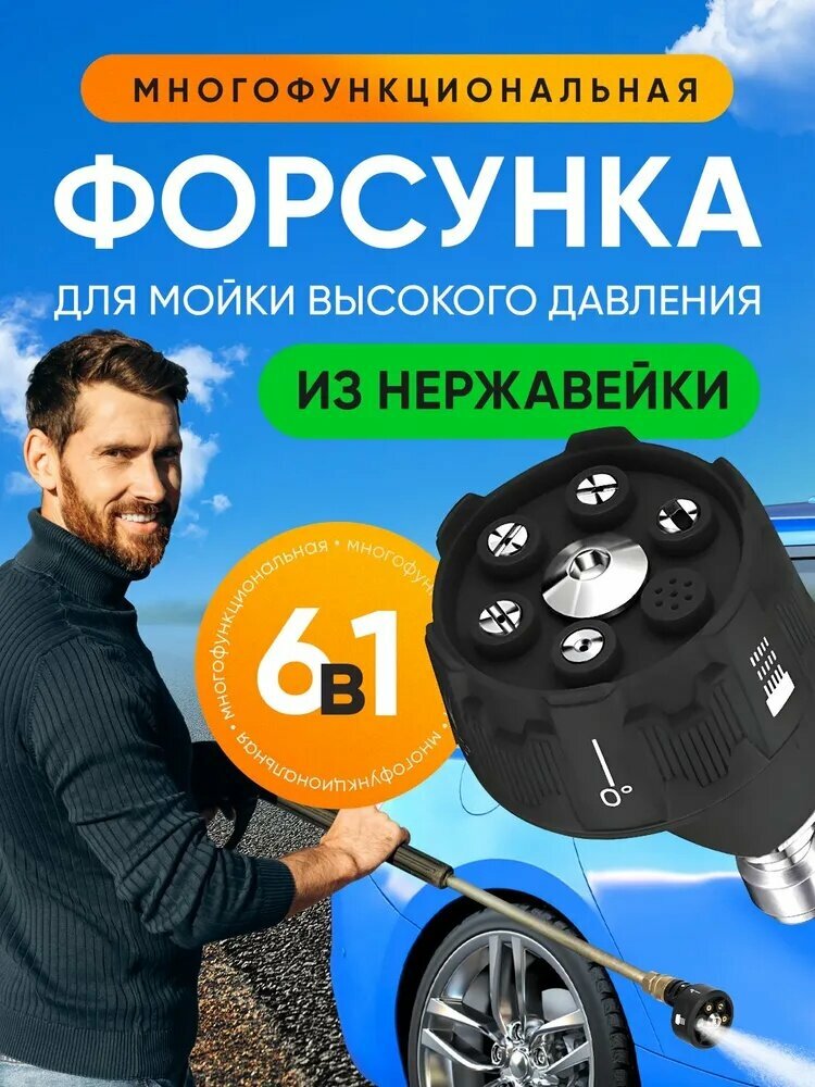 Насадка для мойки высокого давления из нержавейки / Форсунка для мойки автомобиля