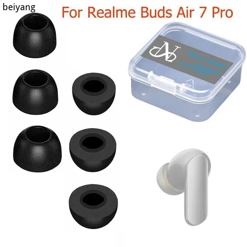 Сменные пенные амбушюры для Realme Buds Air 7 Pro, 6 шт, полиуретан, круглый