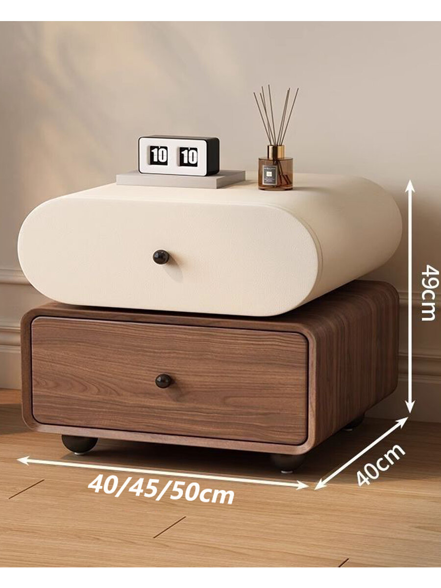 Прикроватная тумбочка из массива дерева в кремовом стиле, бытовая современная минималистичная прикроватная тумбочка