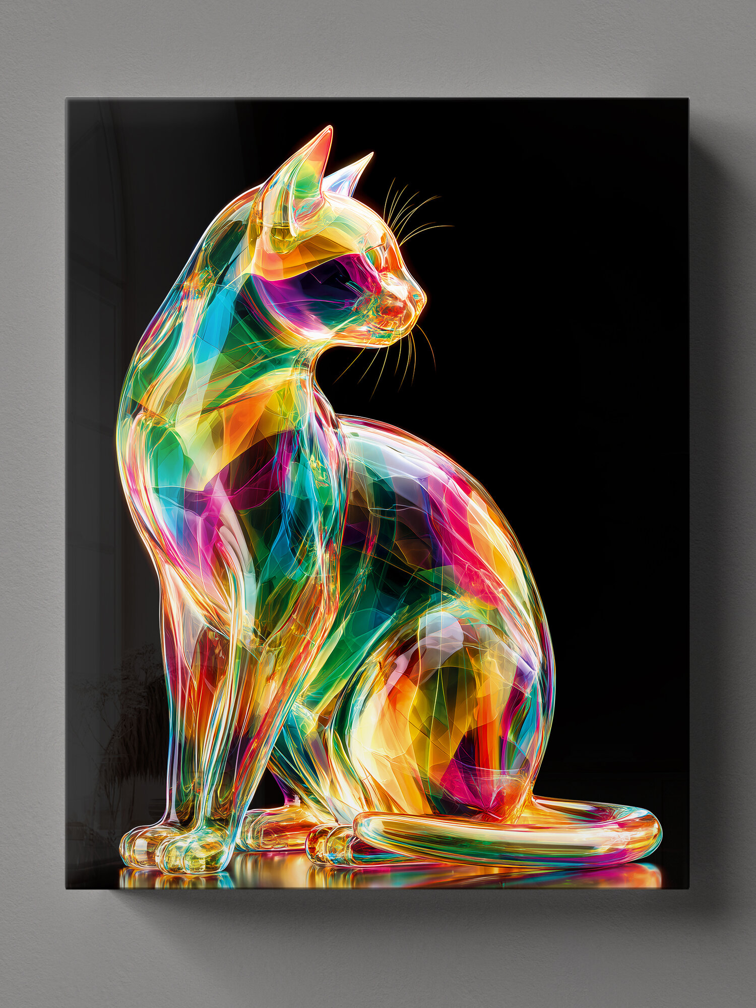 Картина Postermarket "Хрустальная кошка" на стекле, цифровая печать, 40x50 см