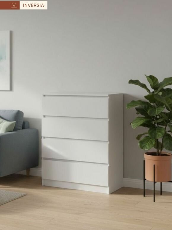 Комод INVERSIA "Руби", белый, 4 ящика, фабричное производство, ЛДСП, 80 см