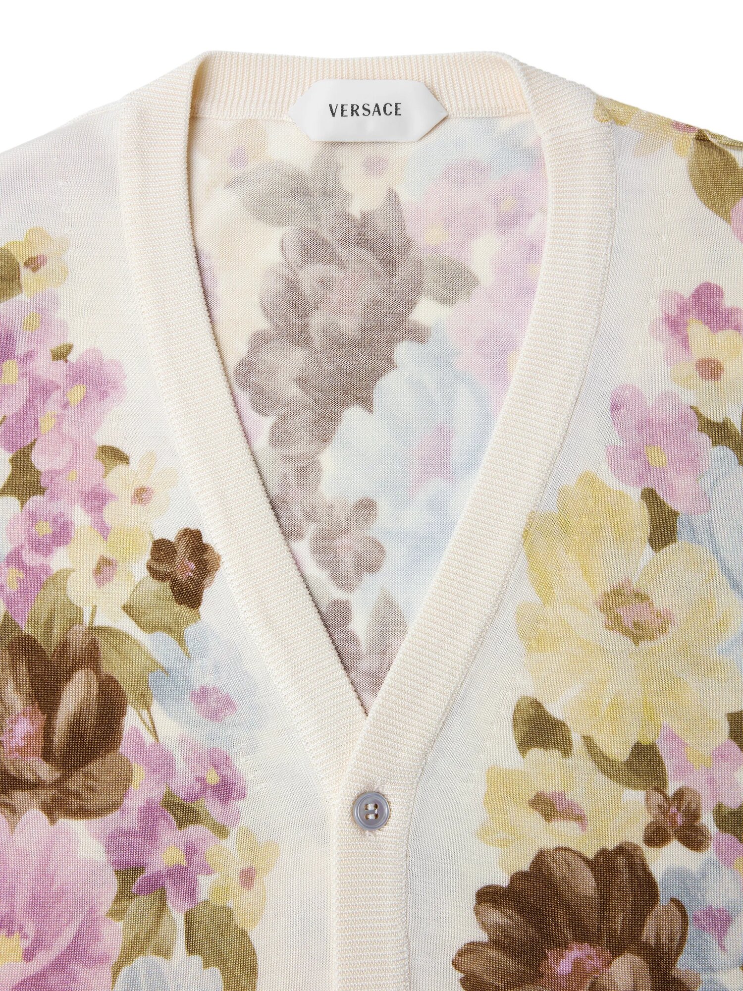Кардиган Versace Printed silk knit cardigan, размер 52, разноцветный — фото 1