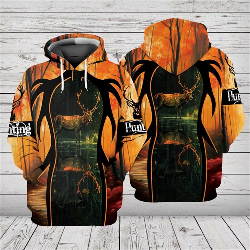Мужская толстовка с капюшоном "Охота" 3D, XL, Hoodie-FYA6960