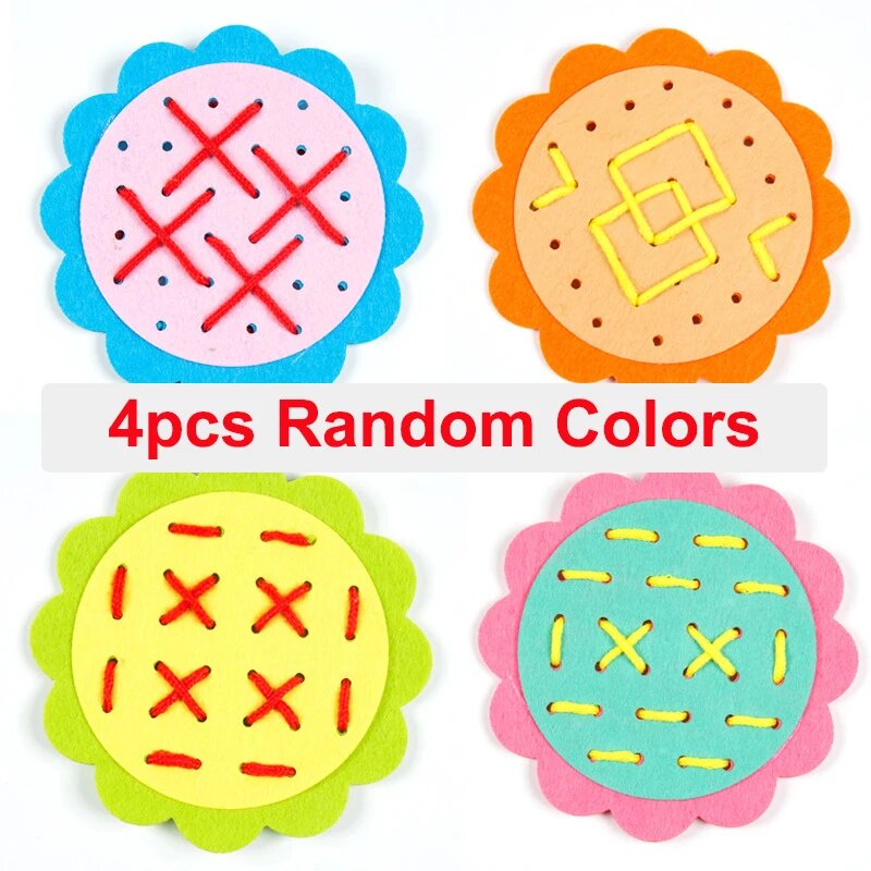 4 шт, разные цвета, ткань, резьба подсолнечника, игрушки для рукоделия, детские развивающие наборы для рукоделия Монтессори для детей, игры на веревке