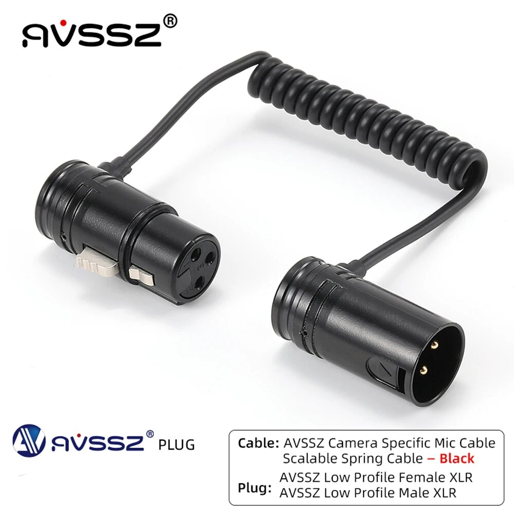 AVSSZ XLR-XLR кабель для микрофона, черный, 18-48см