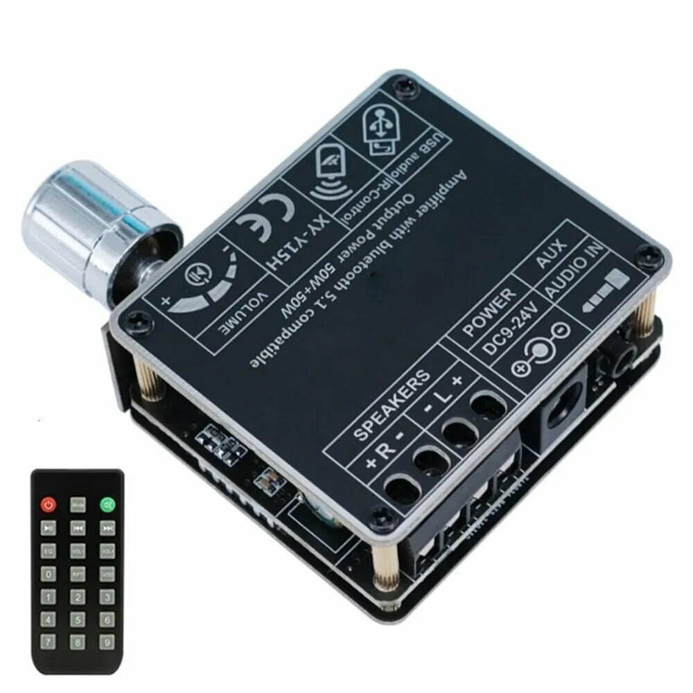 Беспроводная плата стерео усилителя 50Вт x 2 с поддержкой Bluetooth 5.1 и широким диапазоном напряжений для кастомных звуковых систем