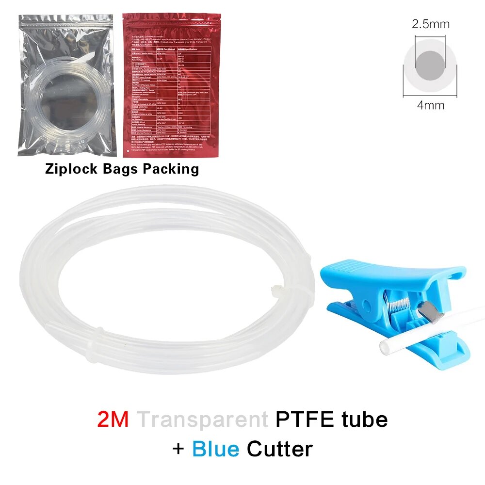 Трубка птфэ 2м для 3D-принтера, 2.5x4 мм, Transparent2M Cutter
