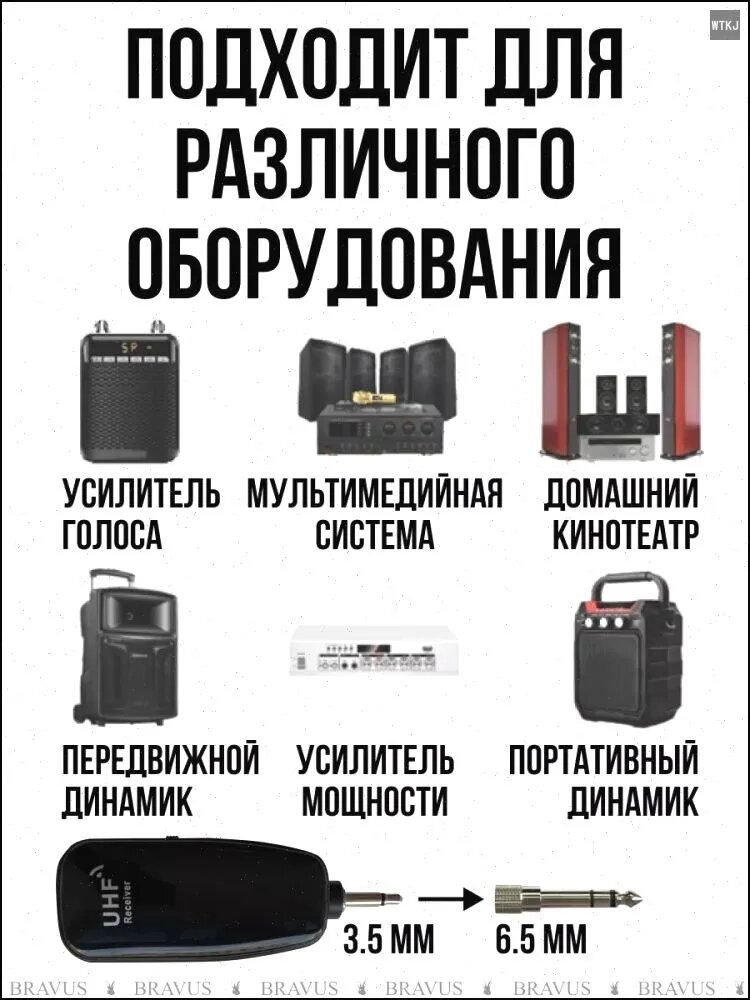 Беспроводной головной микрофон Bravus V36 конденсаторный, черный матовый для смартфона/планшета — фото 1