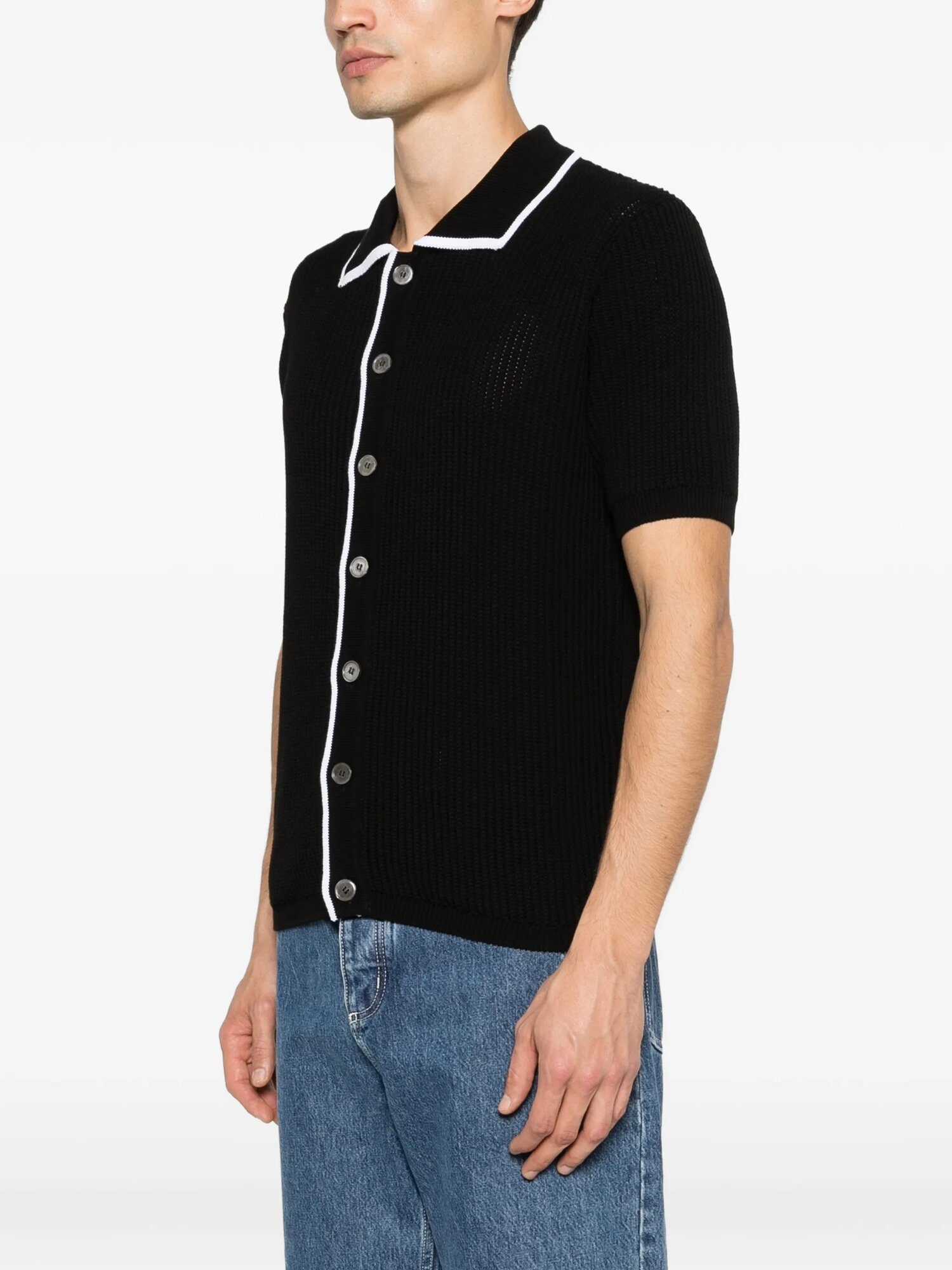 Рубашка Amaranto Button-up contrast-trim shirt, размер L, black / black — фото 1