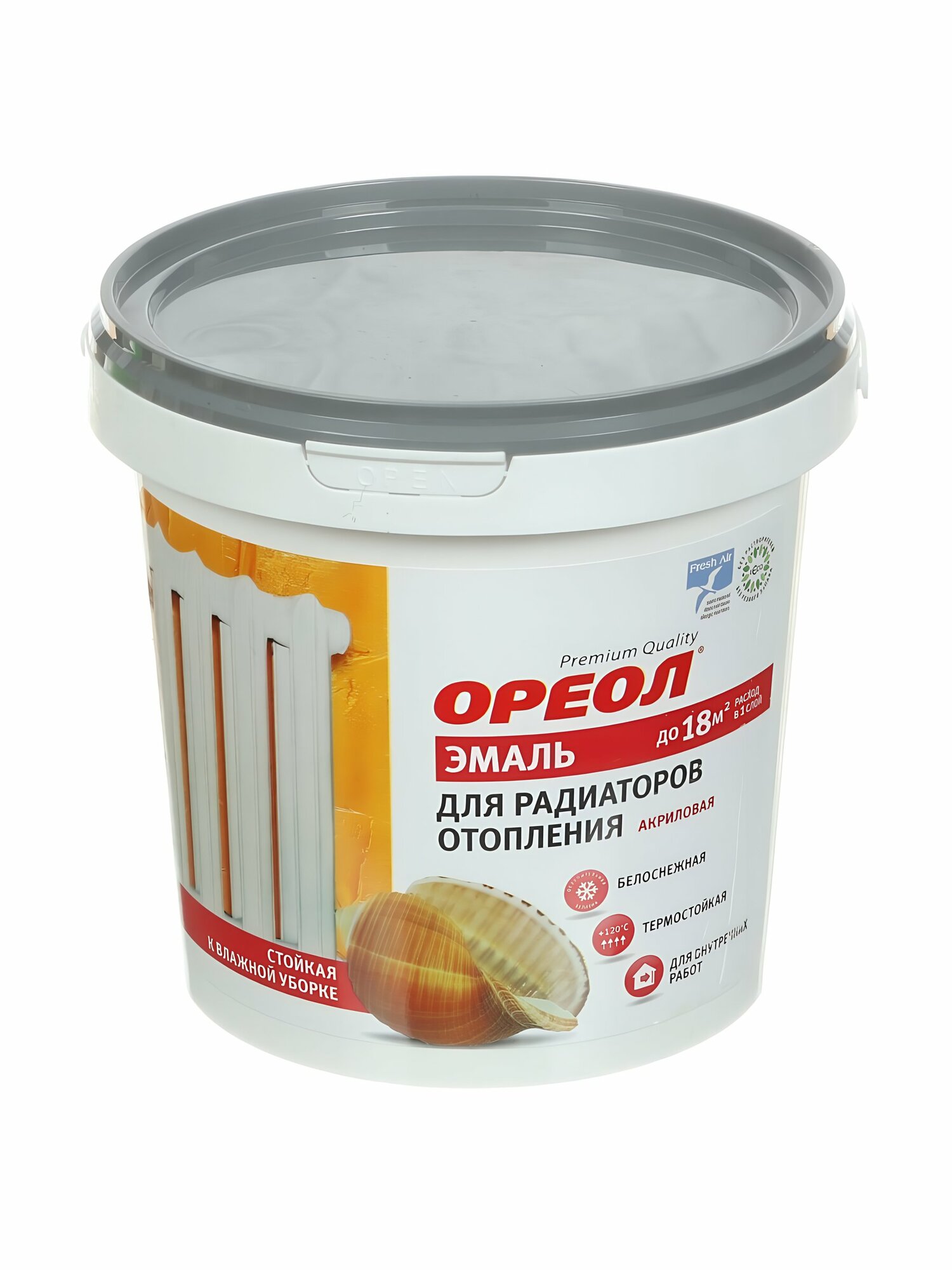 Эмаль акриловая Ореол для радиаторов белая глянцевая, 1.1 кг