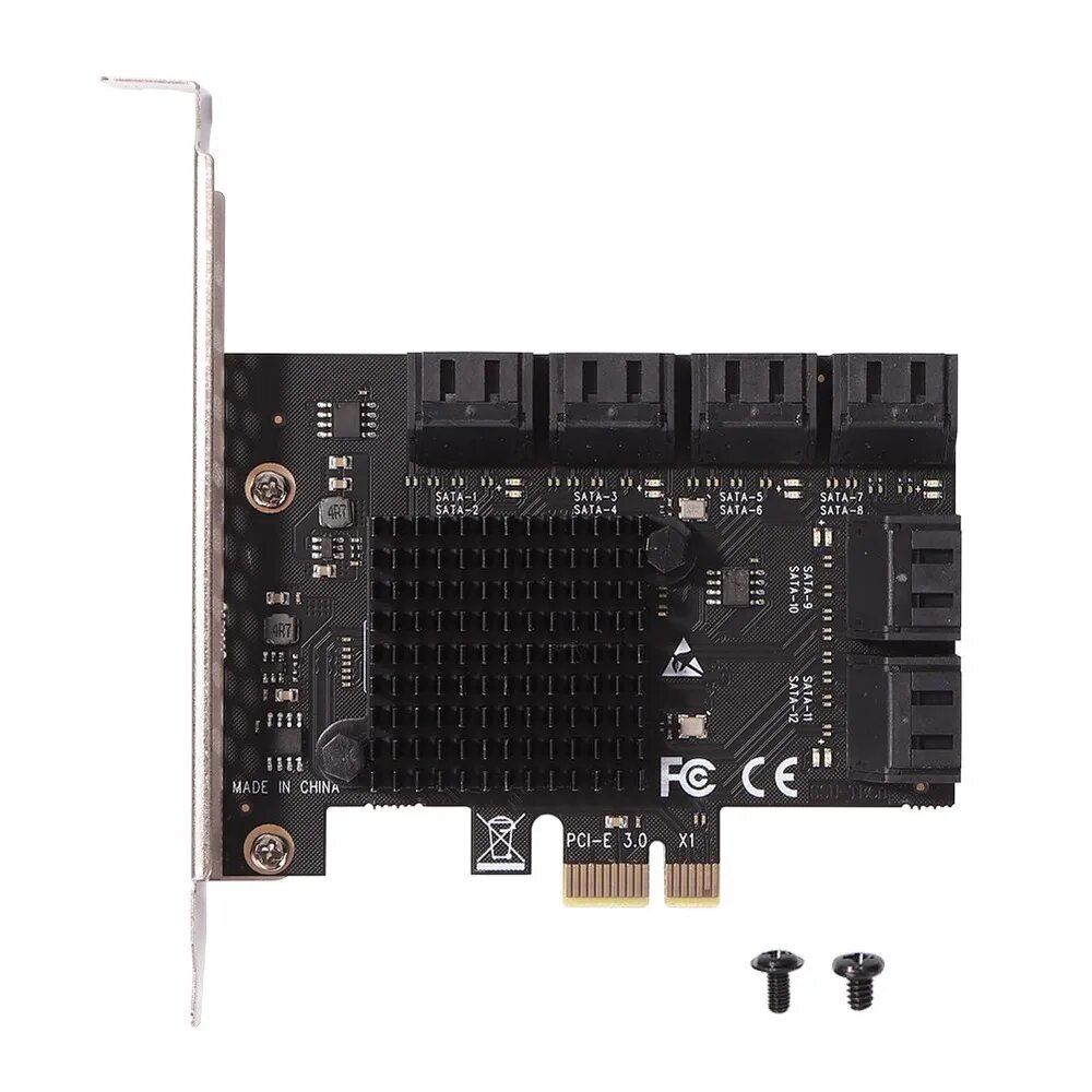PCI Express x1 карта расширения: 12 портов SATA 3.0, 6 Гбит/с