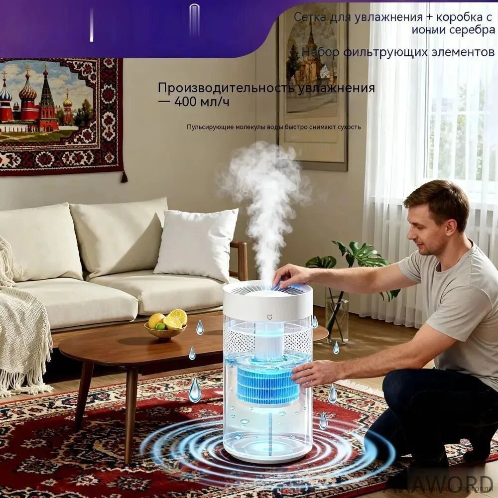 Фильтр сменный для увлажнителя воздуха, совместим с Xiaomi Smart Evaporative Humidifier, Антибактериальная коробка с ионами серебра