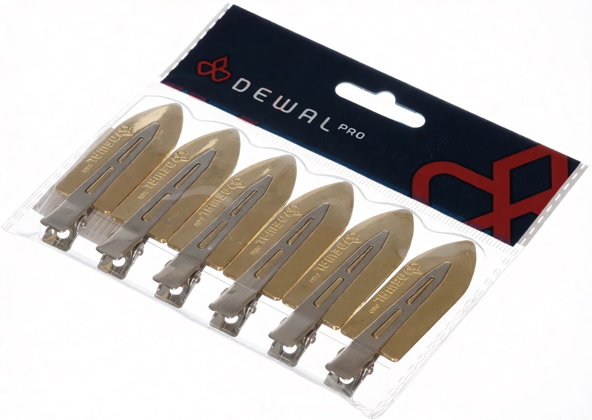 Зажим для волос DEWAL PRO "Лепесток" лимонное золото, металл, 6 см, 6 шт/уп CL2603lemon gold