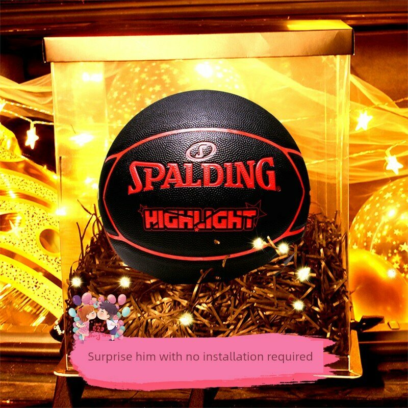 Баскетбольный мяч Spalding размер 7 из мягкой кожи, долговечный для улицы, в прозрачной подарочной коробке