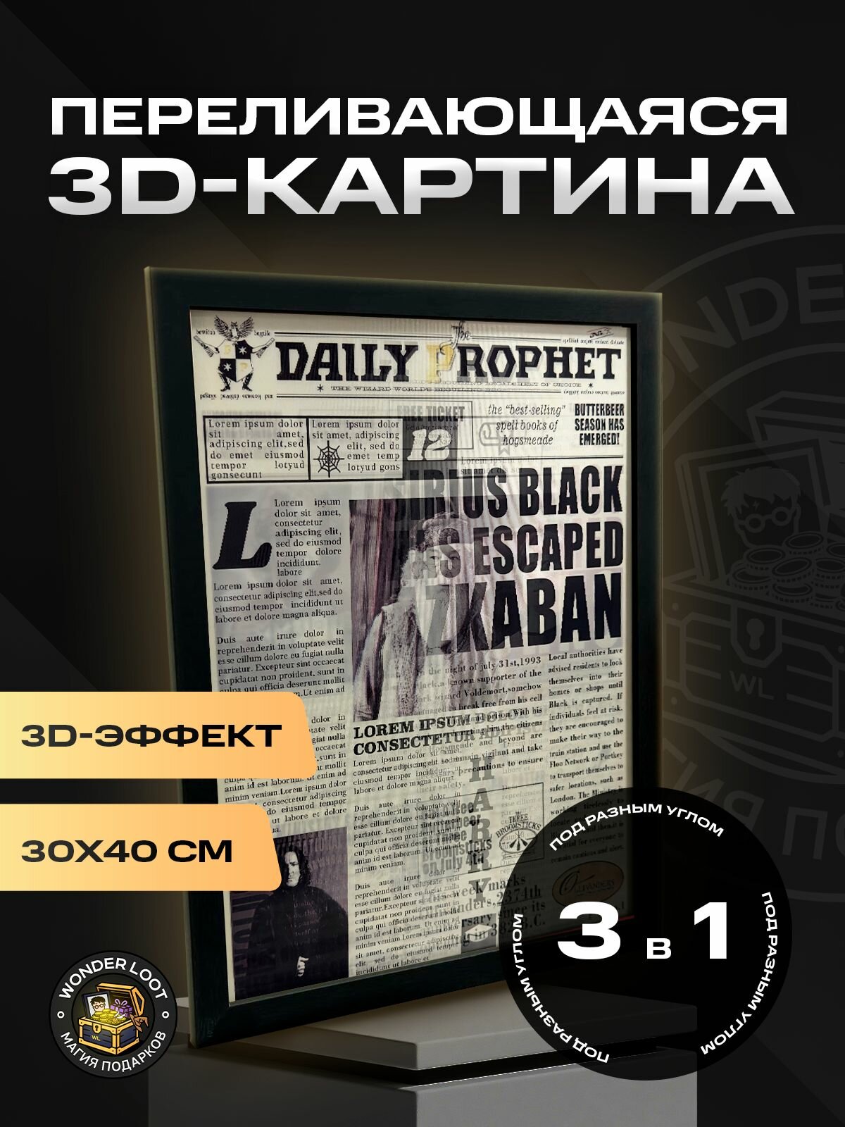 Картина 3D Гарри Поттер The Daily Prophet #3