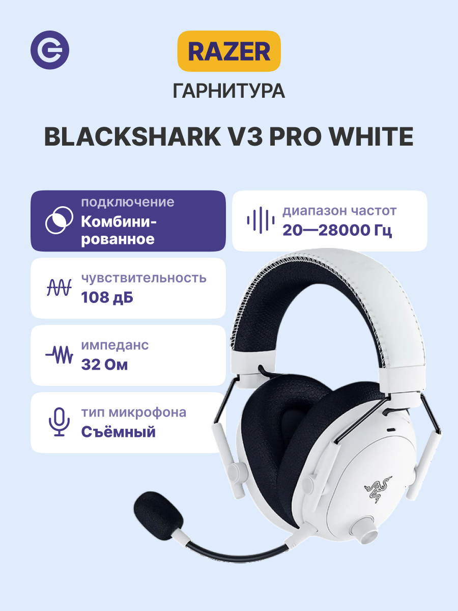 Игровые наушники Razer BlackShark V3 Pro RZ04-05400200-R3M1, белые