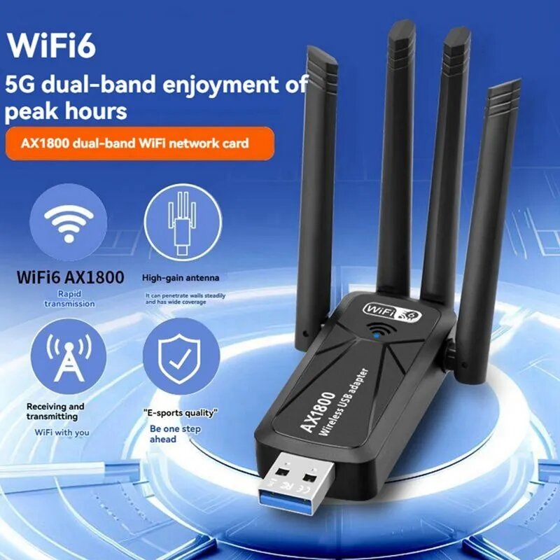 Беспроводной USB-Адаптер AX1800 WiFi6 USB3.0 1800 Мбит/С Беспроводная Локальная Сеть