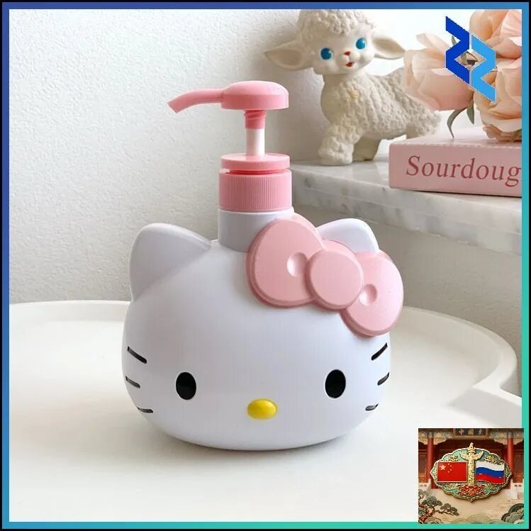 Дозатор для жидкого мыла Hello Kitty 850 мл, механический, настольный, для ванной комнаты