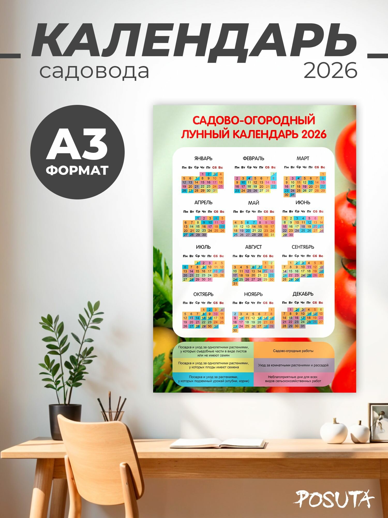 Календарь Садовода на 2026 год на стену