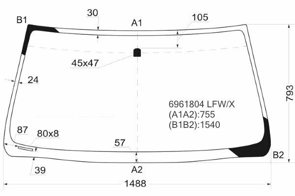 Стекло AGC 6961804 TOYOTA LAND CRUISER(120)PRADO 3