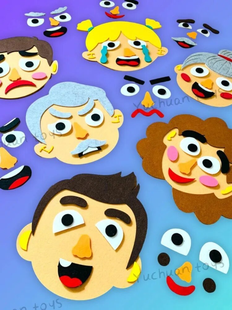 Фетровая игра на липучках для детей собери эмоции