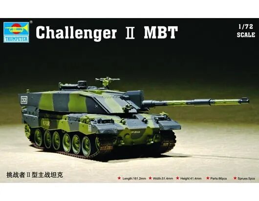 Trumpeter 07214 1:72 Британский основной боевой танк Challenger 2 сборная модель танка