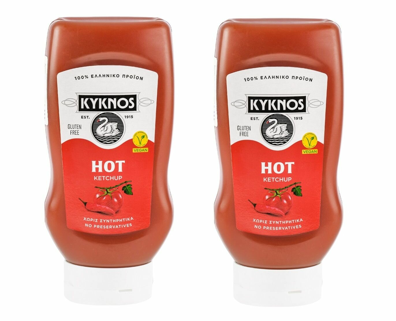 Кетчуп томатный острый без глютена, KYKNOS, Греция, 560 г х 2шт